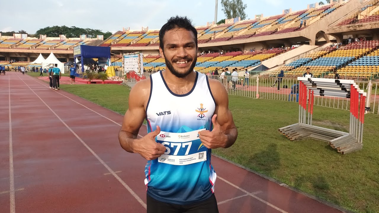 Manikanta Hobildar clocks a sensational 10.19s to win the Men’s 100m title at the Open Nationals