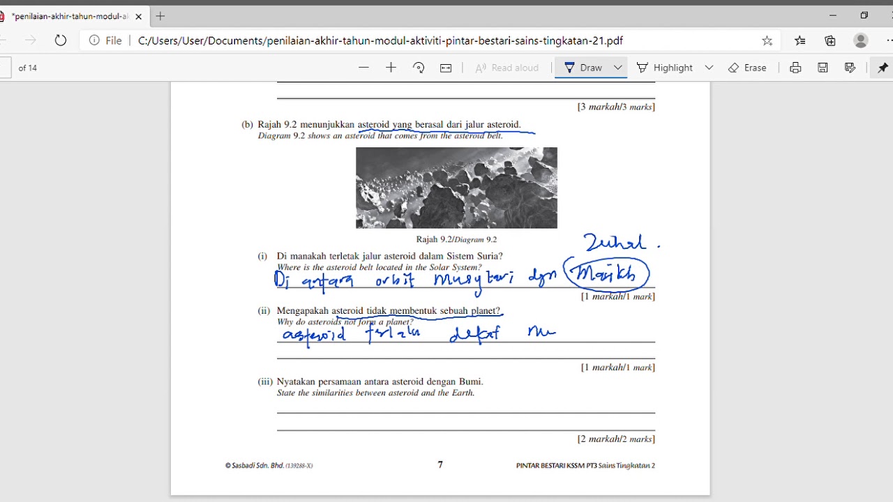Penilaian akhir tahun modul aktiviti pintar bestari sains tingkatan 2(soalan 8-11)