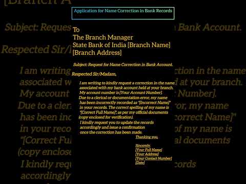 How to Write a Name Correction Application for Bank | SBI Format ✍️ #Shorts #youtubeshorts #jerry