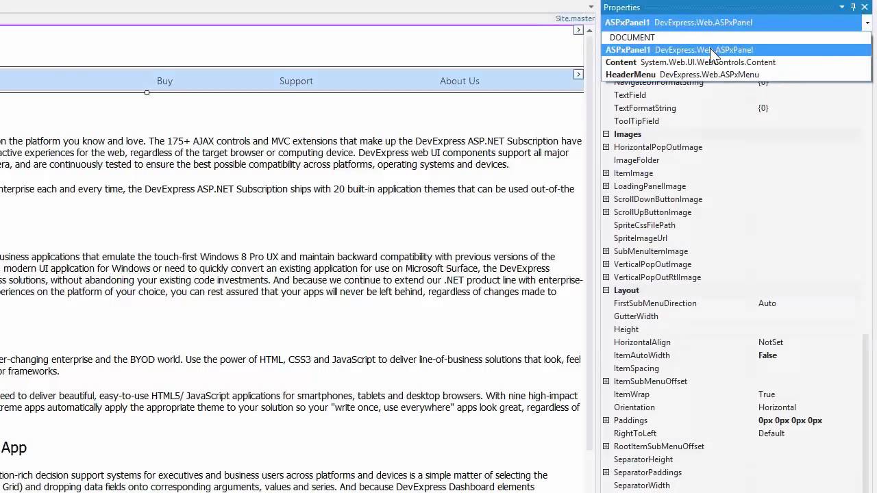 DevExpress ASP.NET Panel: Responsive Layout