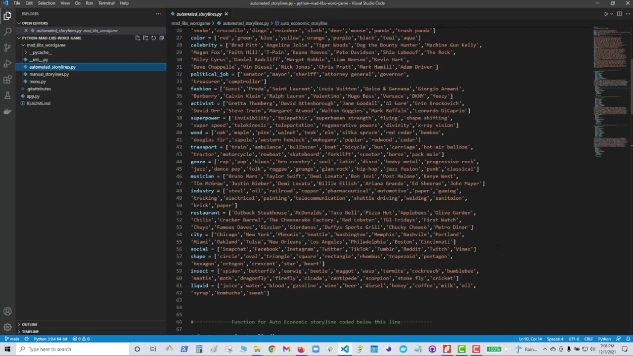 Nucamp Student Portfolio Project | Python Scenarios