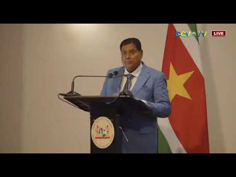 President Chan Santokhi tijdens International Business Conference IBC ...