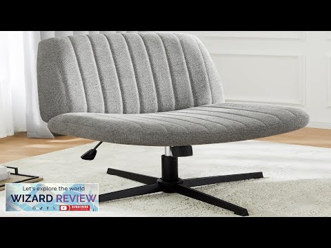 DUMOS Cross Legged Office Chair Armless Wide Desk Chair No Wheels Modern Review