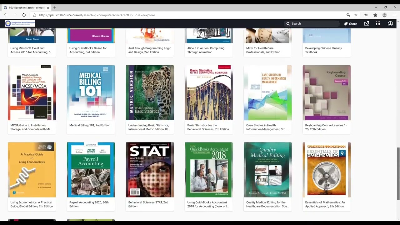 PSU Vital Source Explore Bookshelf Walkthrough