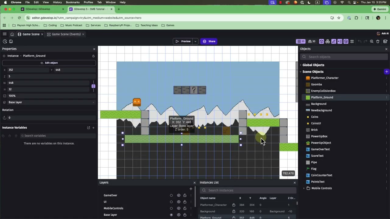 GDevelop: Convert Scenes to External Layouts