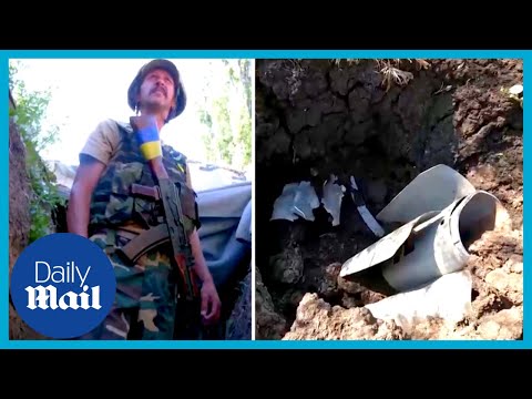 Ukraine soldier finds unexploded rocket on the frontlines