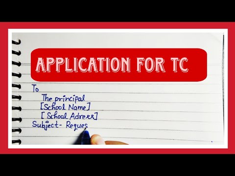 Application for Transfer Certificate in English | TC Application Format for School Students