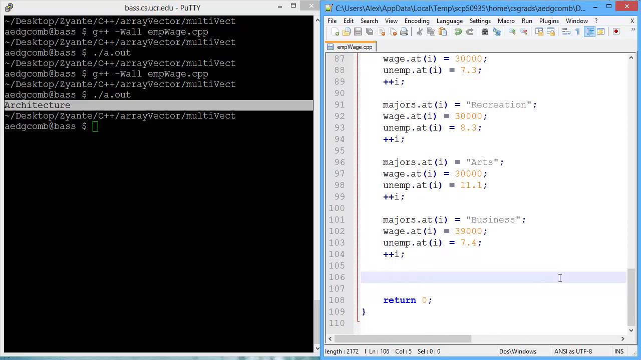 Programming example: Multiple vectors