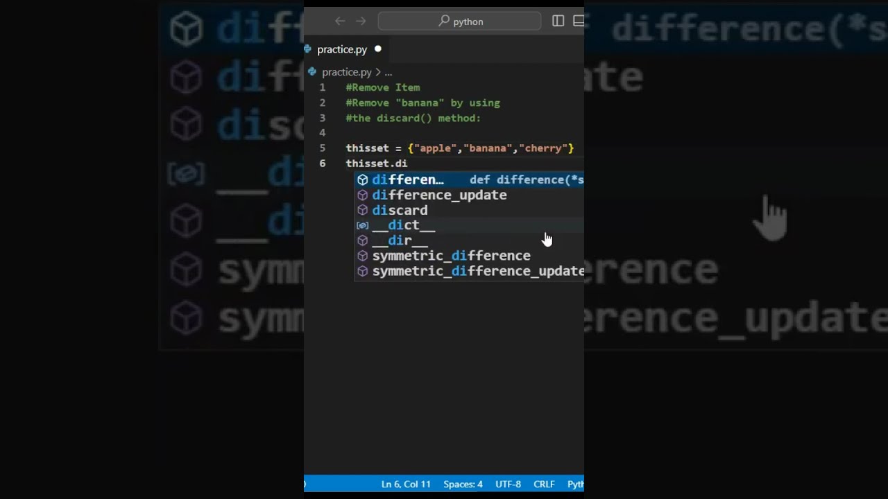 Remove Item #python #pythonprogramming #coding #pythoncoding #code #programming #technology