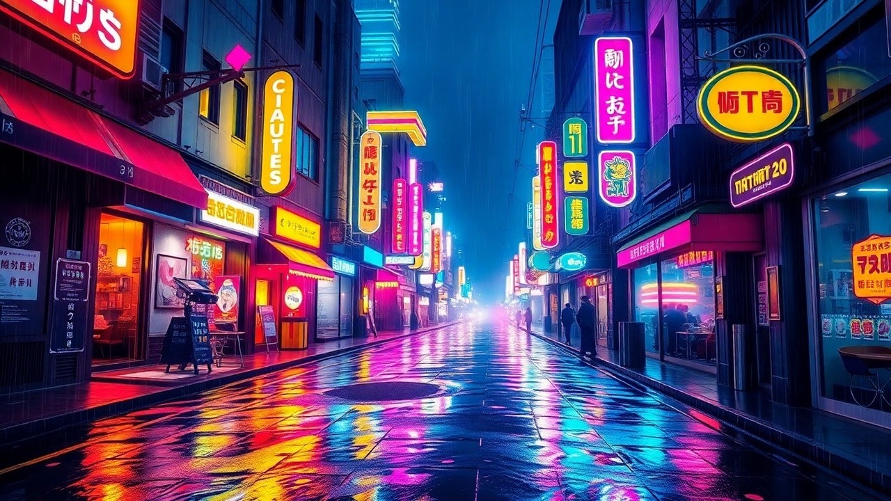 Rainy Night Cityscape - Cyberpunk Ambient Focus