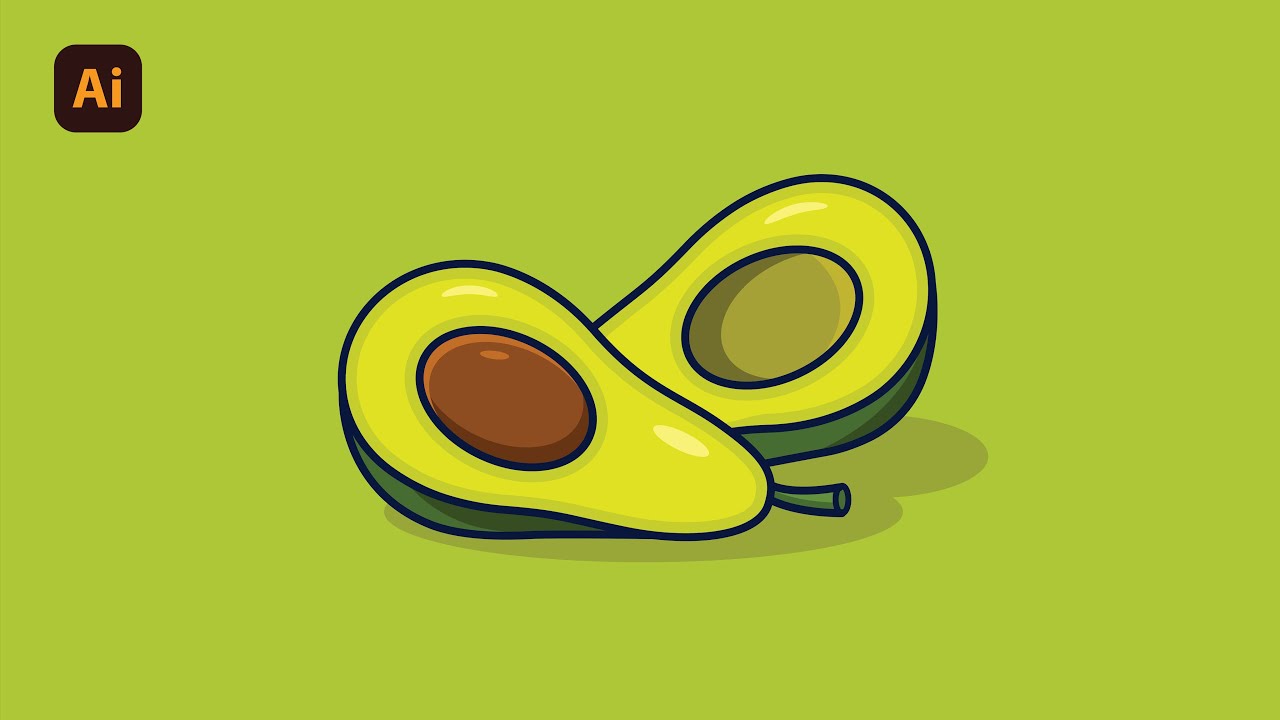 Adobe Illustrator Tutorial - Create a Vector Avocado Illustration Design