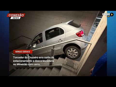Vídeo: Torcedor do Cruzeiro erra saída de estacionamento e desce escadaria no Mineirão com carro ...