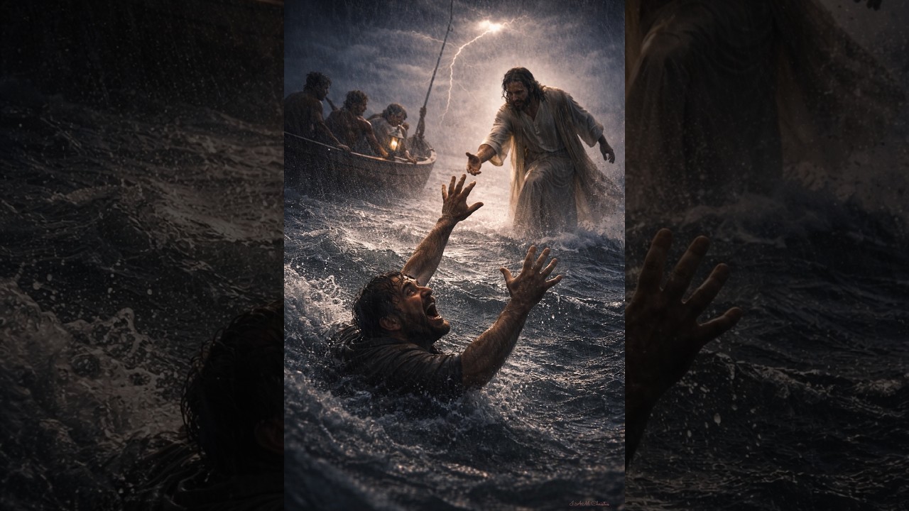 Faith Over Fear | Jesus Walking on Water Scene | Christian Wall Art (2 of 6)