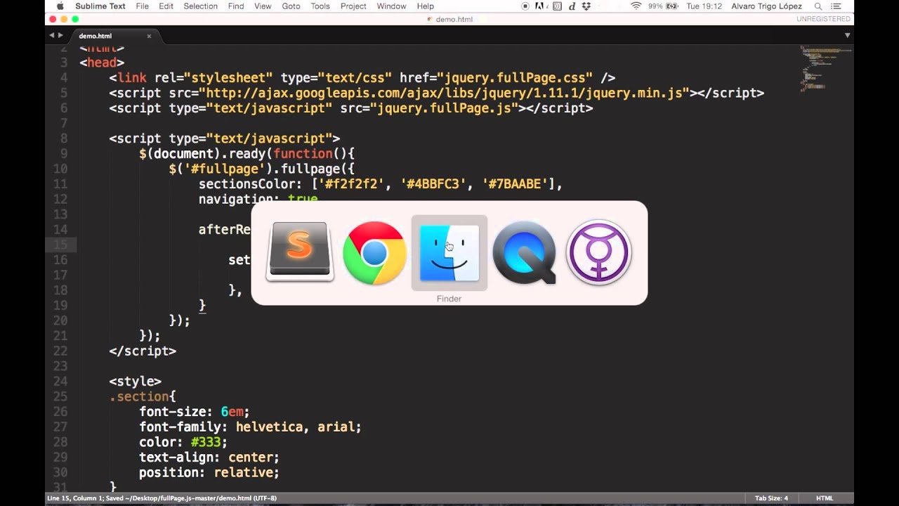 Create automatic scrolling with fullPage.js