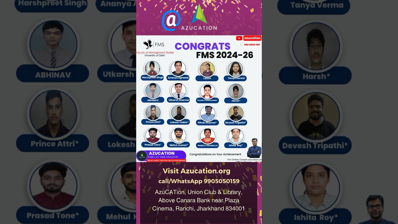 Team Azucation extends heartfelt congratulations to all who have successfully cleared FMS 2024-26