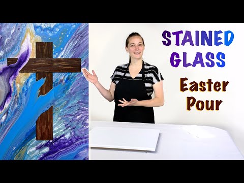 GORGEOUS Easter Pour With Cross Embellishment! 😍 Straight Pour Looks Like Stained Glass