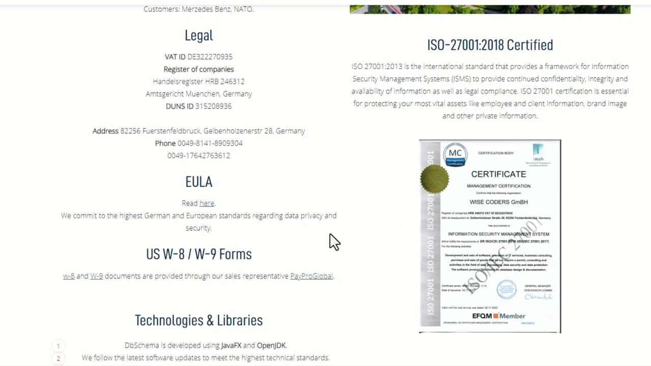 DbSchema Licensing, Data Privacy and Support