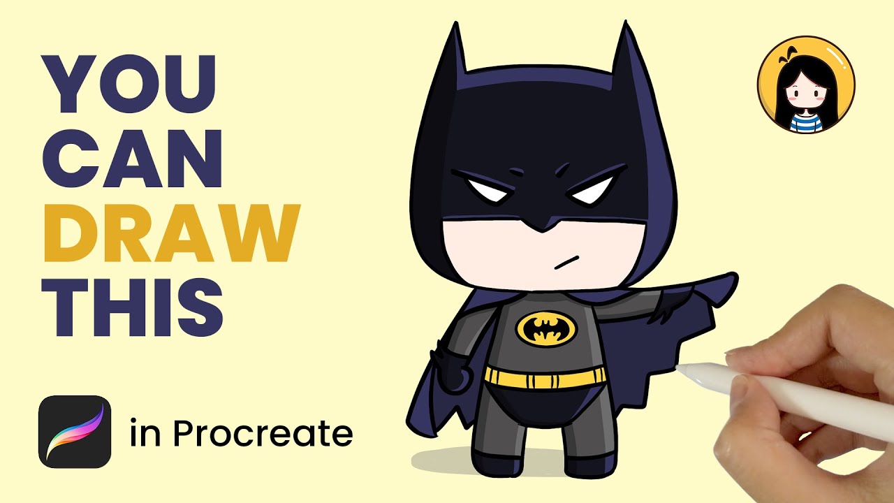 How to Draw Cute Batman in Procreate | Easy Tutorial for Beginners | Step-by-Step Tutorial