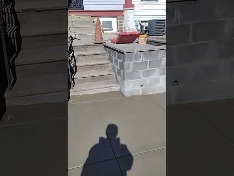 Full sidewalk finished nicely and a railing install #concretelife #masonmonsters