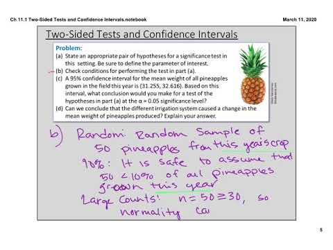 Ch 11.1 Part 3 Two Sided Tests and CI for Means