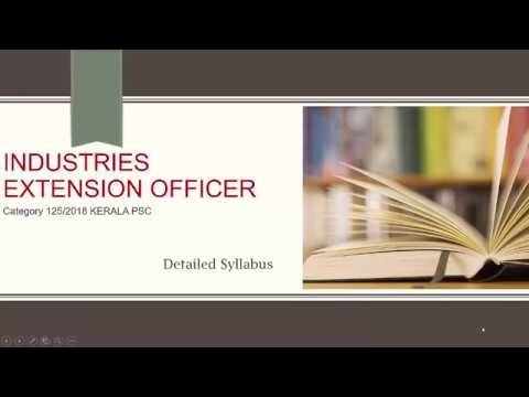Kerala PSC Industries Extension Officer--Introduction- Detailed Syllabus !