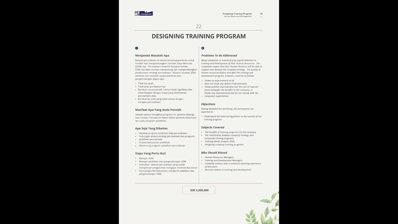 021-87984777 Cara Mendesain Training Yang Benar | Designing Training Programs PPM manajemen