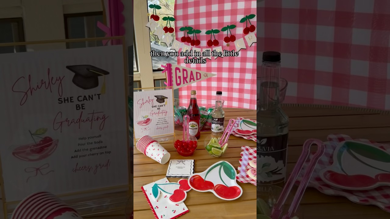 Shirley temple bar for grad party 🍒 #graduation #gradparty #classof2026 #partysupplies