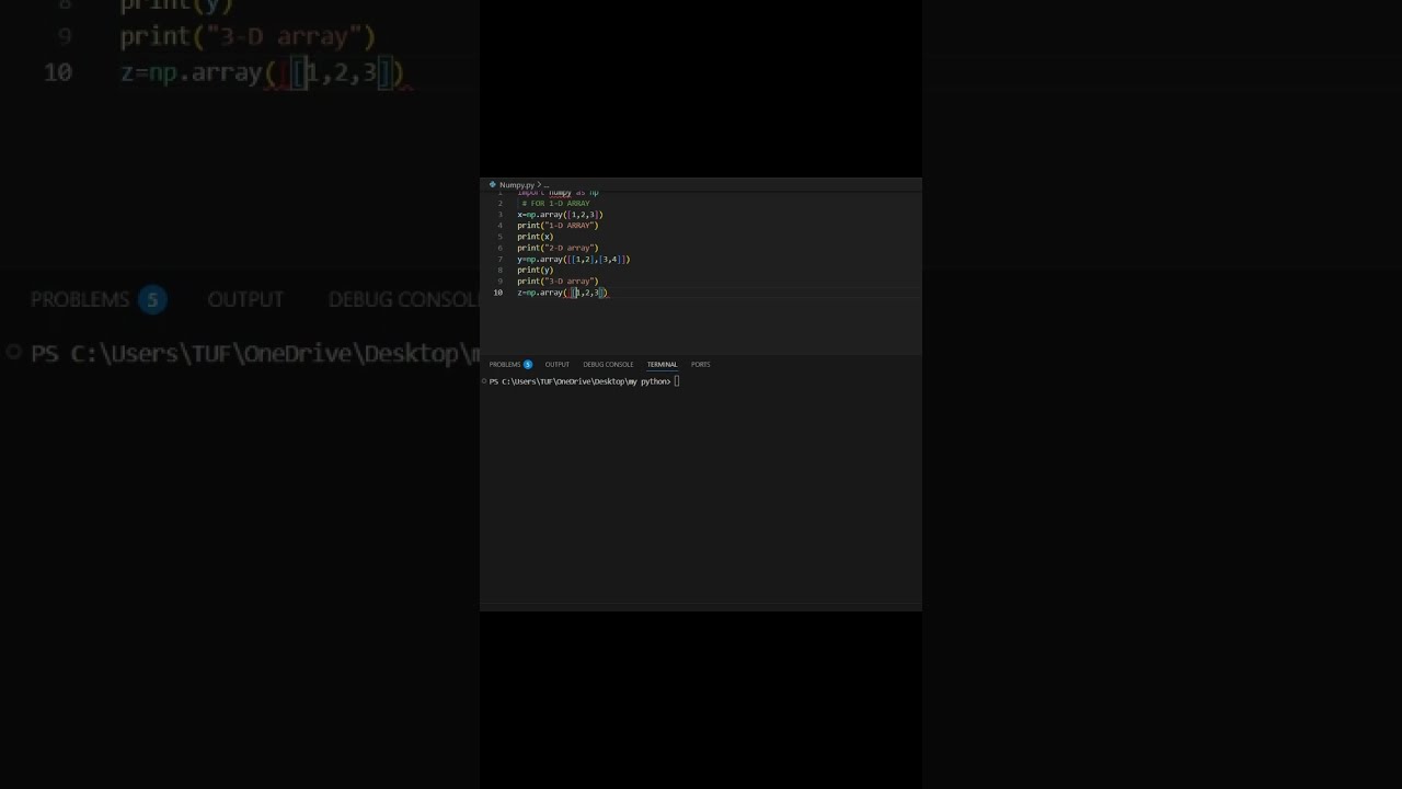 Numpy Library in python to perform numerical operation,creating array #subscribe #coding #python