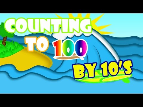 Counting to 100 by 10's - Count by 10s - Counting by 10 - Count by 10 to 100 - Fun Surf Theme