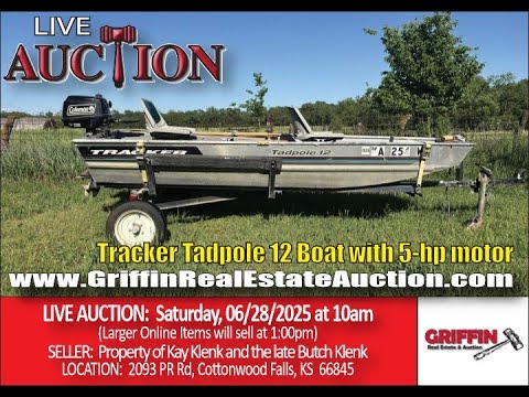 Tracker Tadpole 12 Fishing Boat, 5-hp Lot #9 (06/28/2025 Klenk Live Auction)