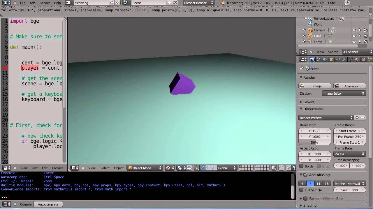 Python Game Engine Programming With Blender   Part 1
