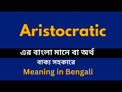 Aristocratic Meaning in Bengali / Aristocratic শব্দের বাংলা ভাষায় অর্থ অথবা মানে কি
