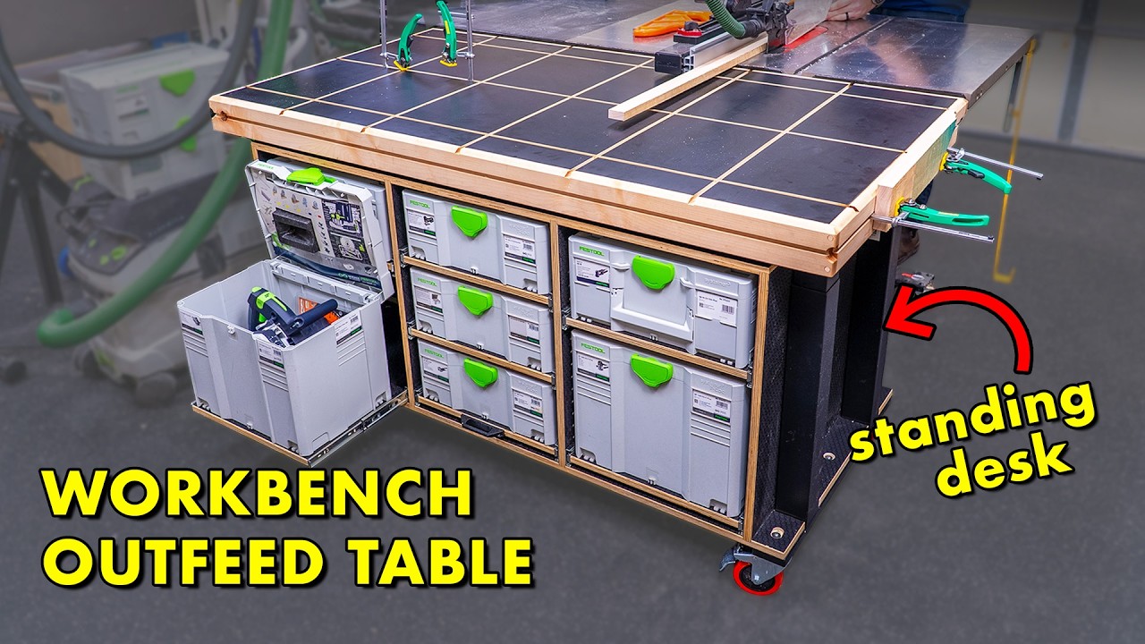 I Built A Lift Top Workbench/Outfeed Table from a Standing Desk!