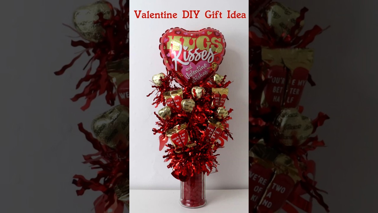 Valentine Candy Bouquet Easy and Inexpensive #valentinegift #valentinesday #giftidea #diy