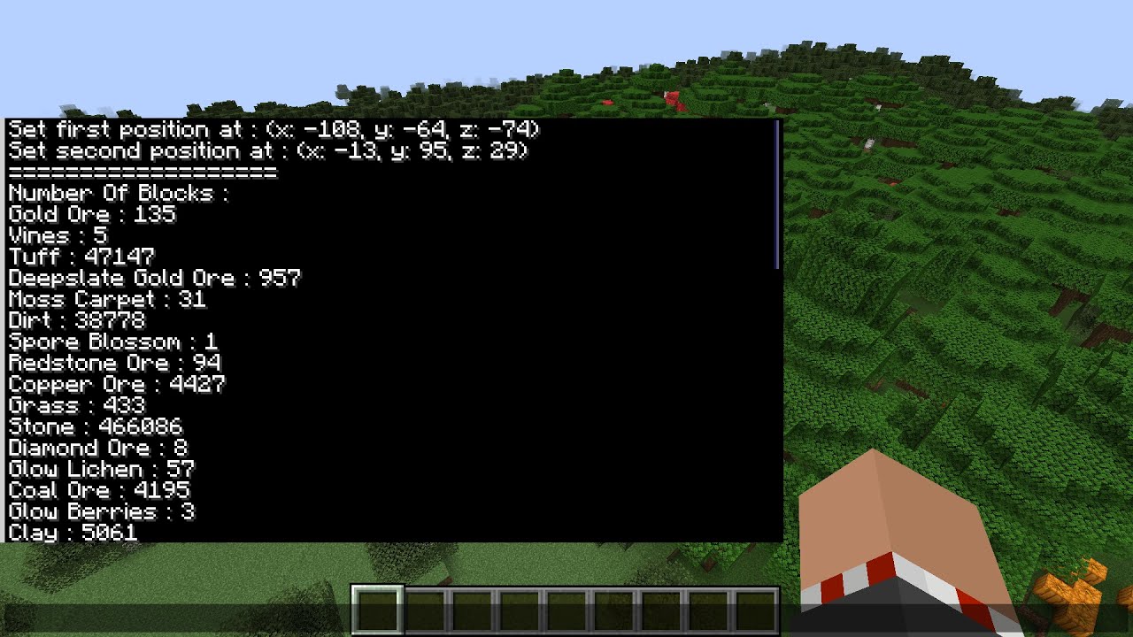 Minecraft Block Counter Mod for Fabric Java Edition (1.21.11)