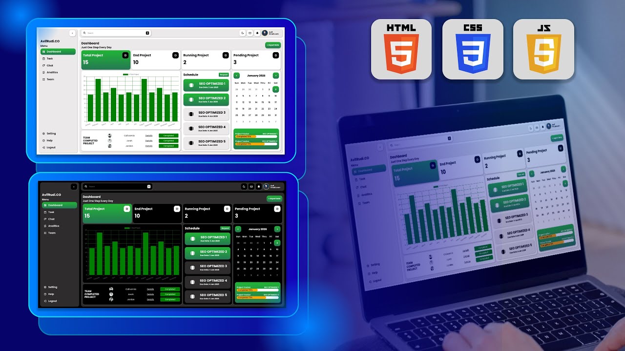 Build an Admin Dashboard from Scratch for Beginners | HTML, CSS & JavaScript