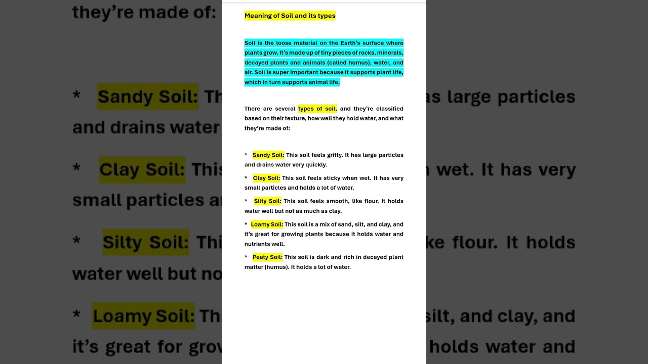 Soil and it's types # Meaning of Soil and types of soil