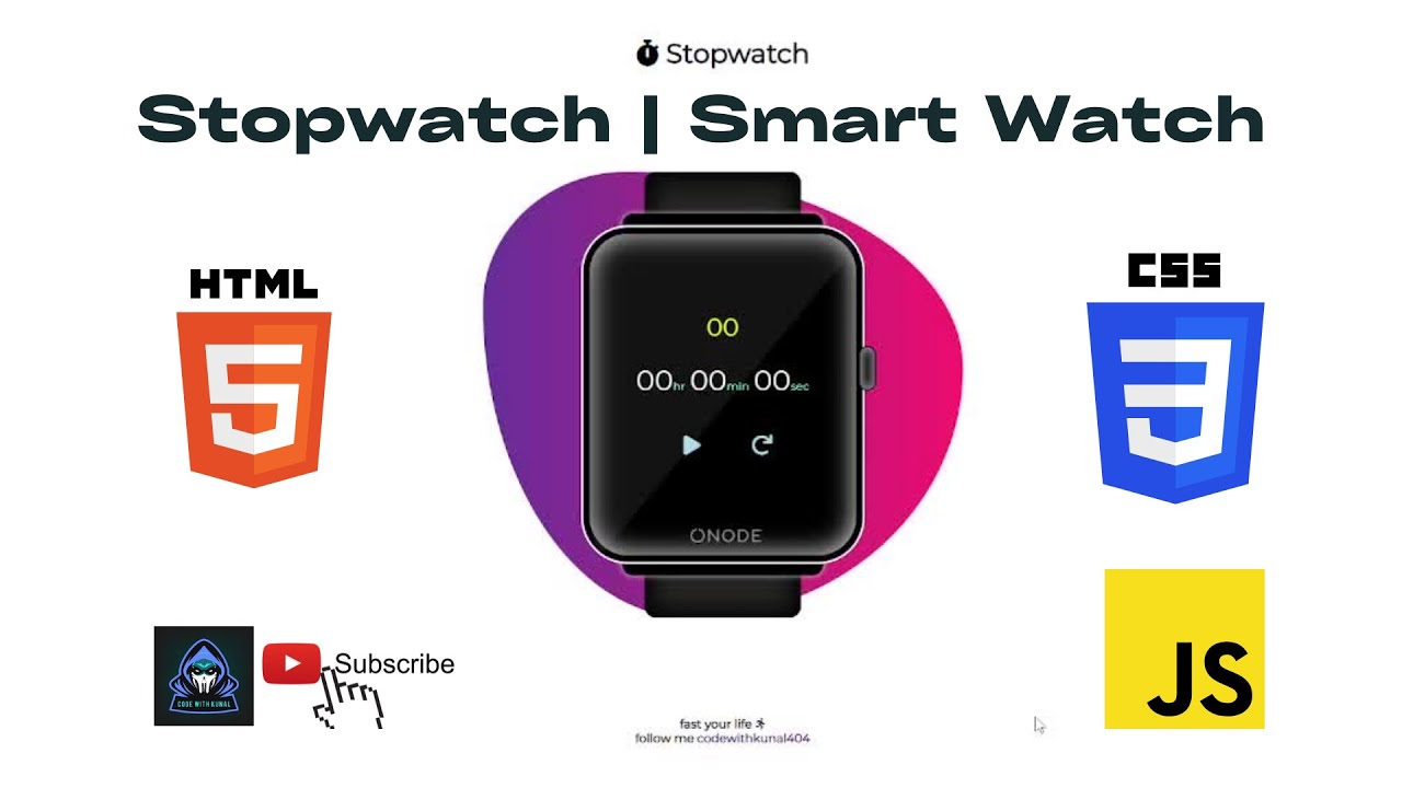 stopwatch using javascript | smartwatch | using html & css
