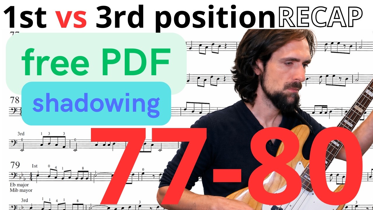 #77 to #80 SHADOWING RECAP (PDF) Bass Sight-Reading Exercise | Daily Practice (Bajo eléctrico)