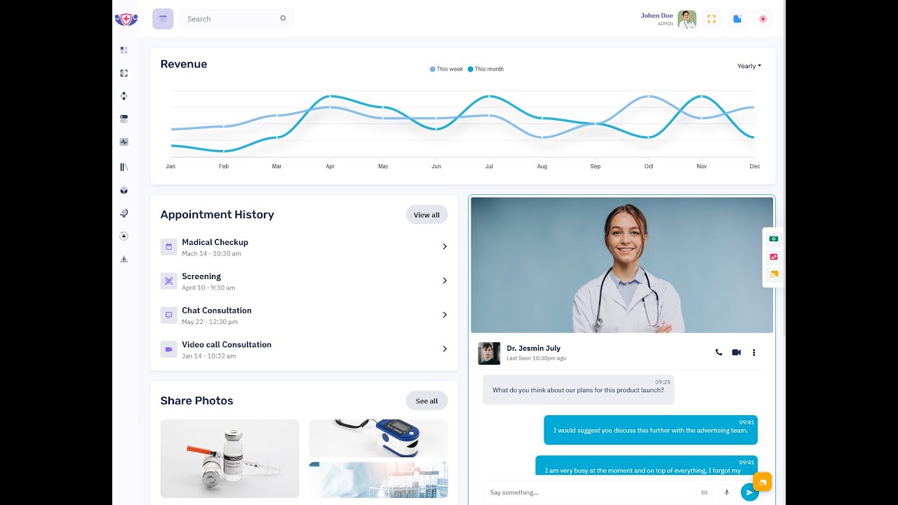 Doctor Dashboard for Patient Management Web Portals with Clean UI