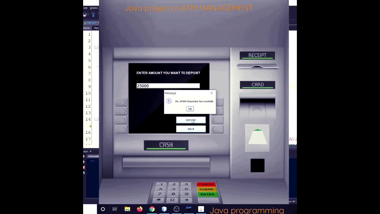 ATM MANAGEMENT SYSTEM IN JAVA PROGRAMMING LEARN WITH RANJEET.  #coding #bca #bcaprojects #code