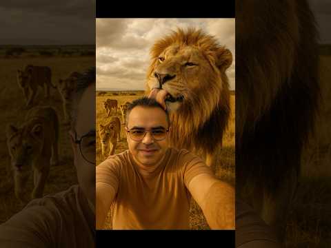 selfie with Safari animals .. #animalslove #safari #animalshorts #chatgpt #kling