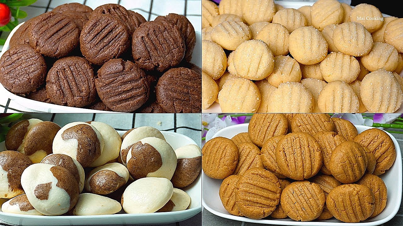 4 ways to make 3 INGREDIENT COOKIES. MELT IN YOUR MOUTH!