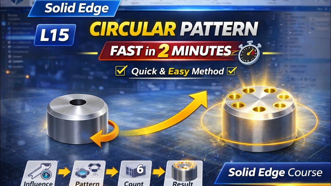 “Circular Pattern in Solid Edge | Complete Tutorial (Avoid These Mistakes!)” Solid Edge Course | 