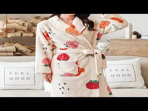 Thicken Women Flannel Robe Home Sleepwear Print Shawl Collar Bathrobe Kimono Robes With Belt Ladies