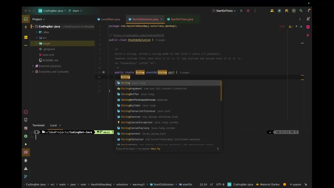 CodingBat Java | Warmup-1 Section | startOz Problem