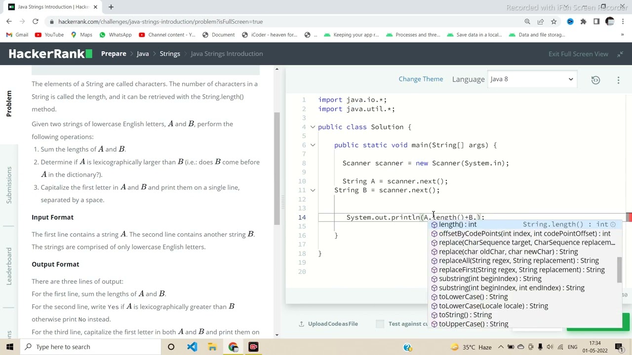 #14  HackerRank  Java  Strings Introduction DSA  Problem Solution   in Hindi   #HackerRank