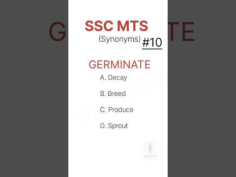 #10 Synonyms for SSC MTS - GERMINATE #vocabulary #english #synonyms #shorts #youtubeshorts #ssc
