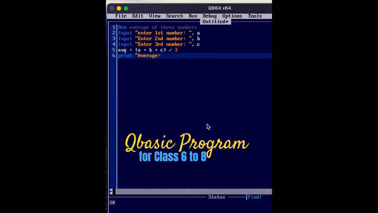 Qbasic program for class 6 to 8 #qbasic #tutorial
