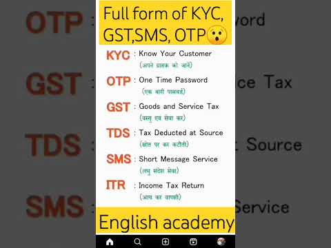 what is the full form of GST,SMS, OTP,TDS,ITR ll #english #fullform #ytshorts #shorts #viralshorts